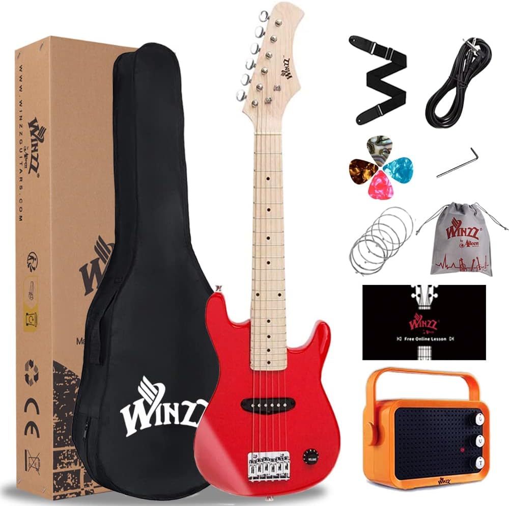 CB SKY 30 Inch Kids Electric Guitar Beginner Kit, Junior 1/4 Size Mini ...