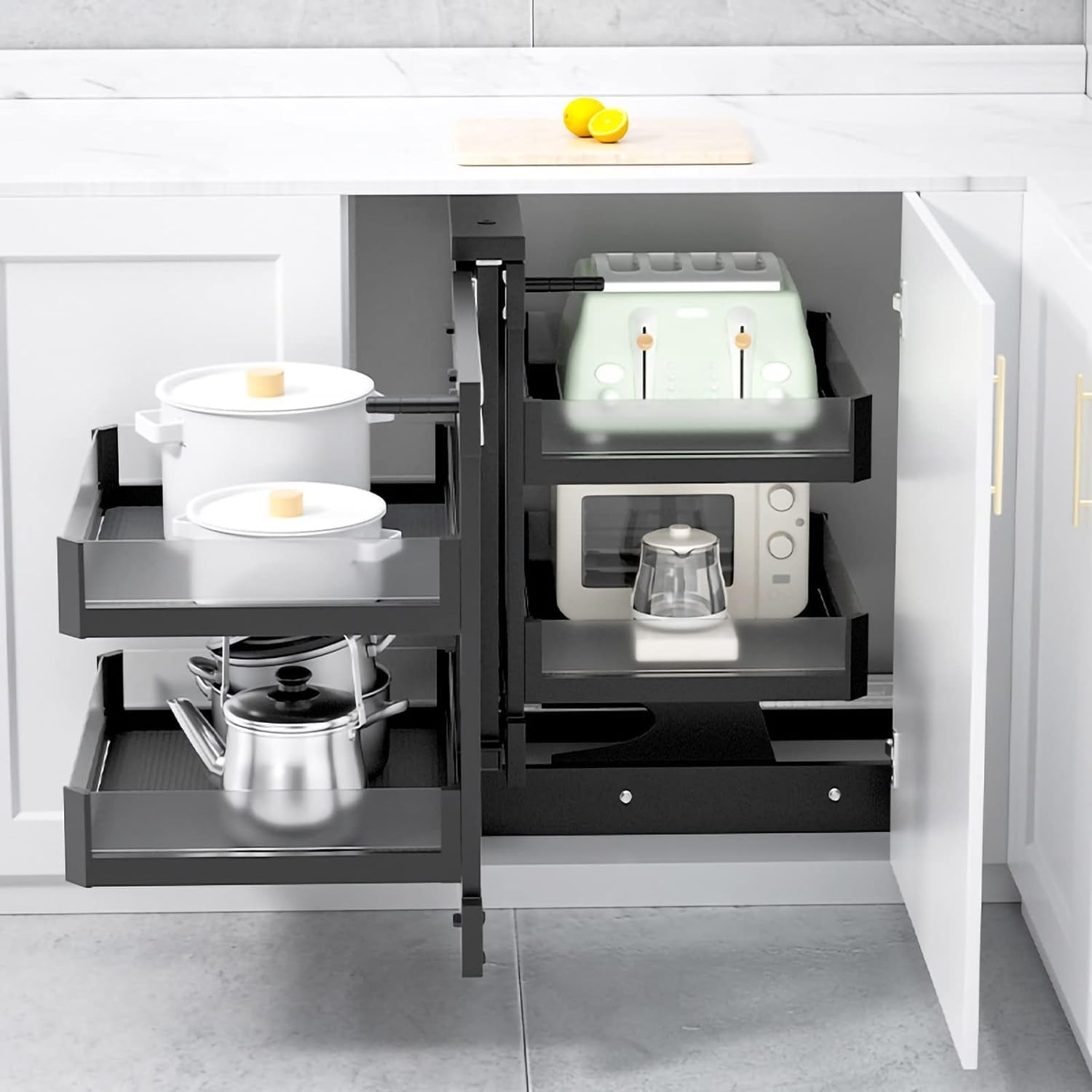 Corner Cabinet Pull Out Organizer with 4 Baskets Shelf Full Extension ...