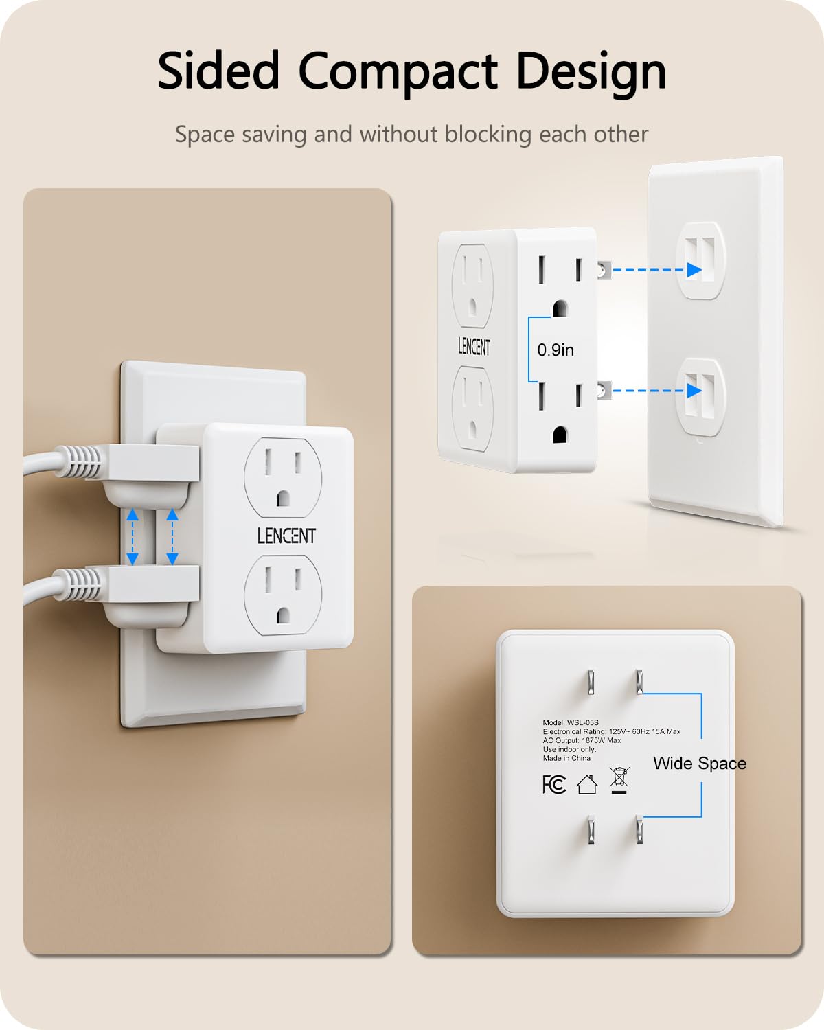 Snapklik.com : 2 To 3 Prong Outlet Adapter, 2 Prong Power Strip, 6 ...