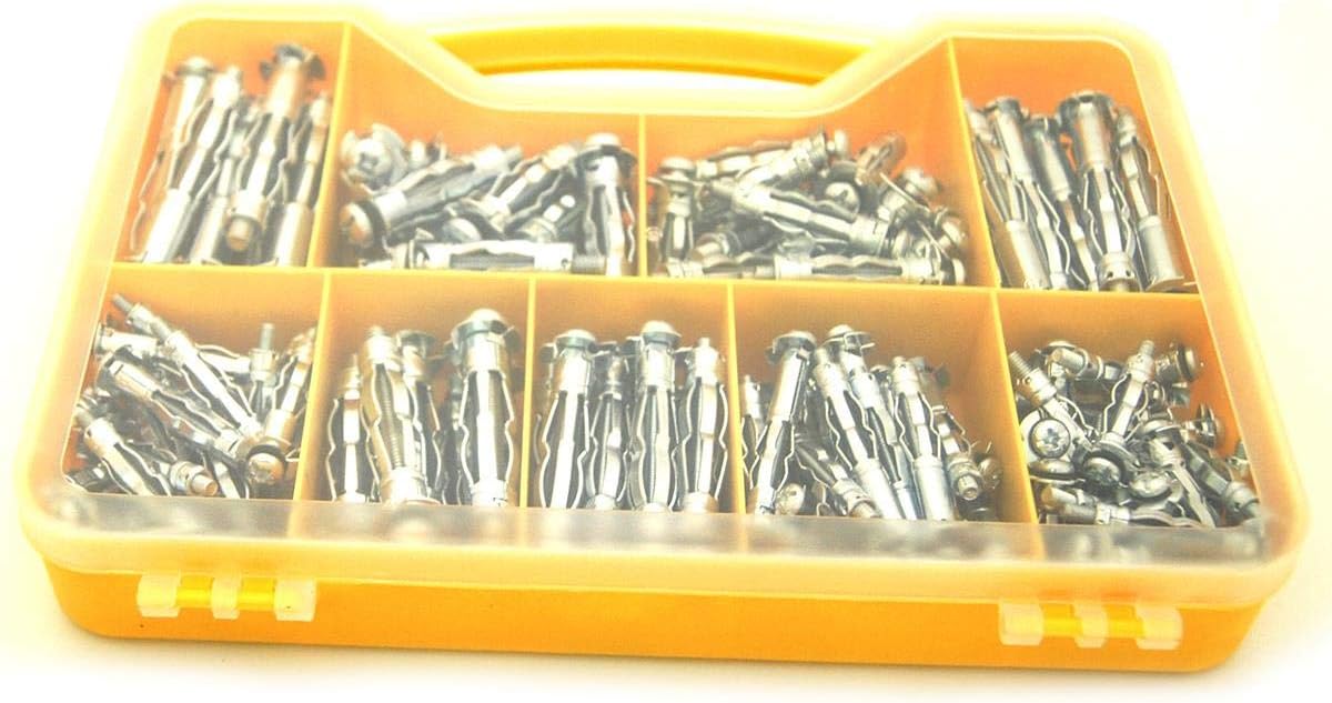 TOPWAY Hollow Wall Anchor Kits 140Pcs, Steel Metal Plasterboard Cavity ...