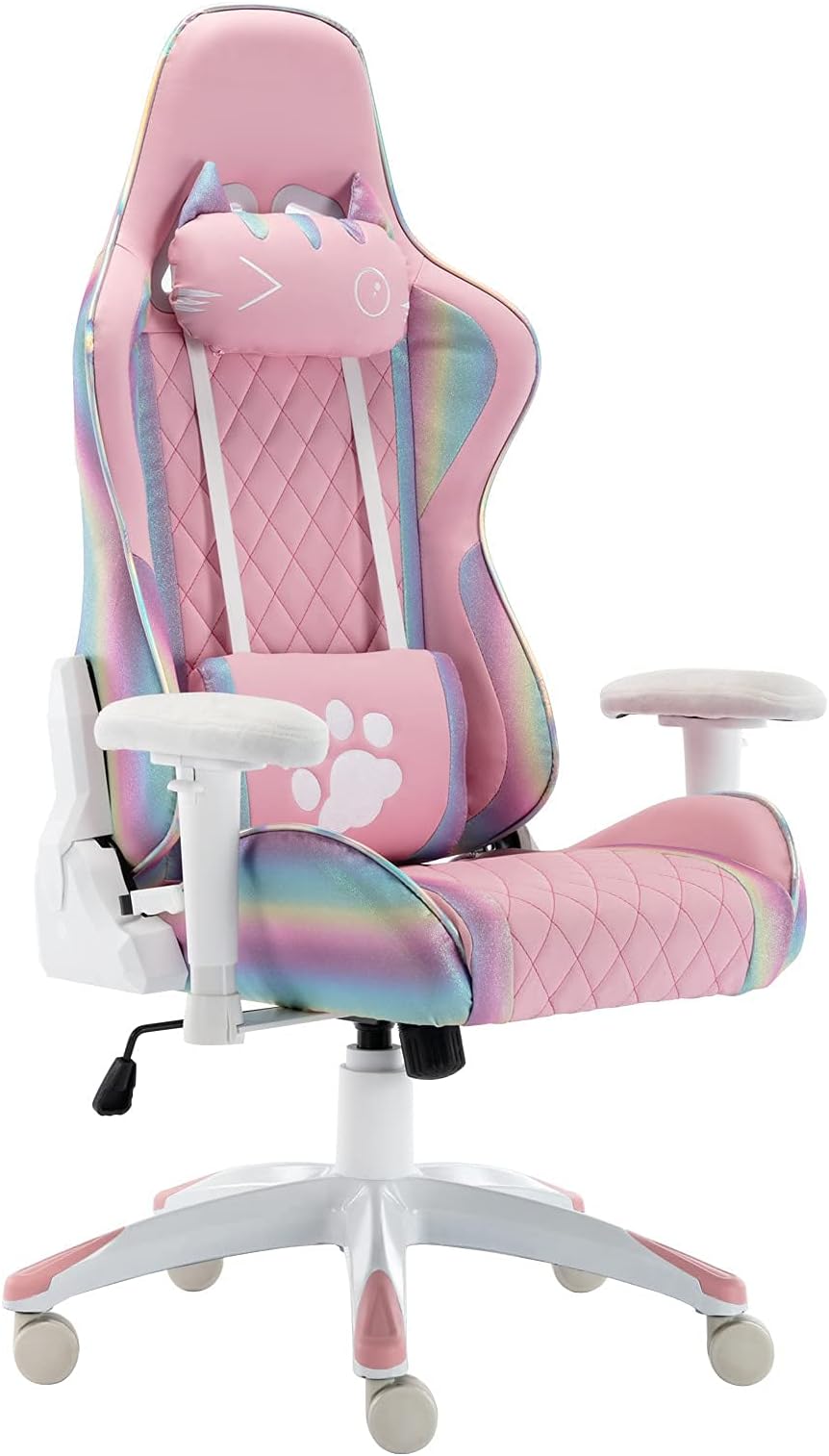 Ferghana Chaise Gaming Rose Ergonomique Massage Fauteuil Gamer Chaise ...