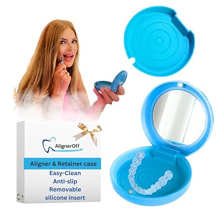 Amazon.com : AlignerOff Blue retainer case| With Built in Mirror ...