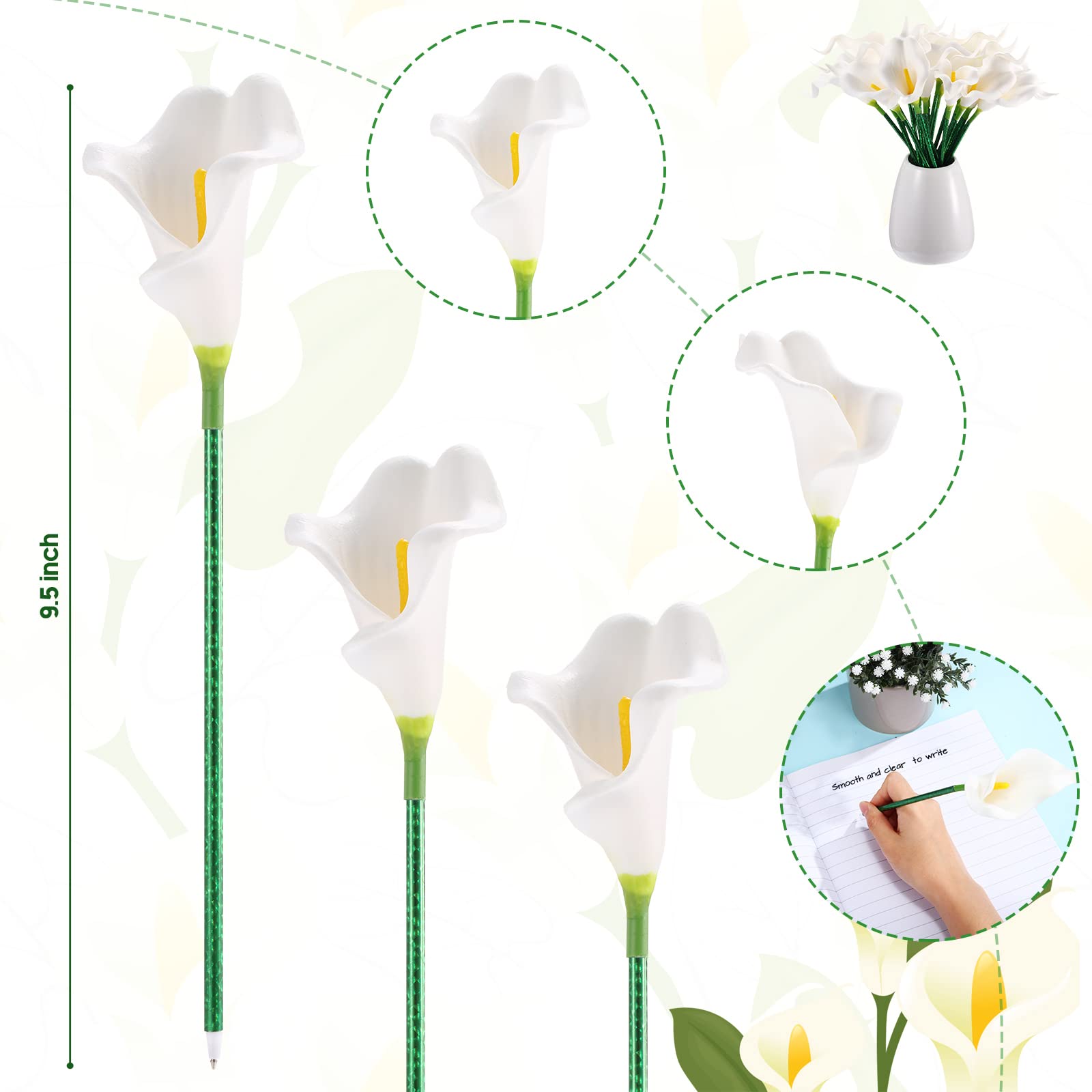 24 Pieces flower pens bulk Sunflower Butterfly Pens calla lily pens ...