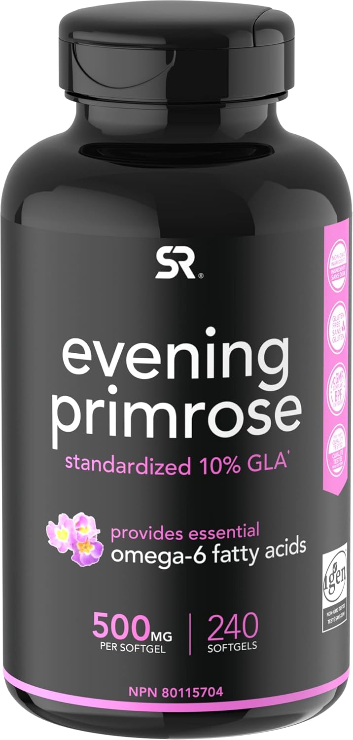 Evening Primrose Oil (500mg) 240 Mini-Liquid Softgels, Cold-Pressed ...