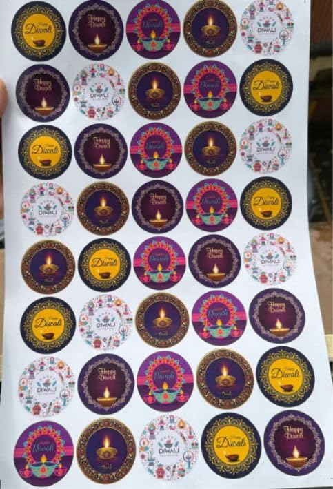 Buy Bake House Happy Diwali Chocolate Stickers Round | 40 Stickers ...