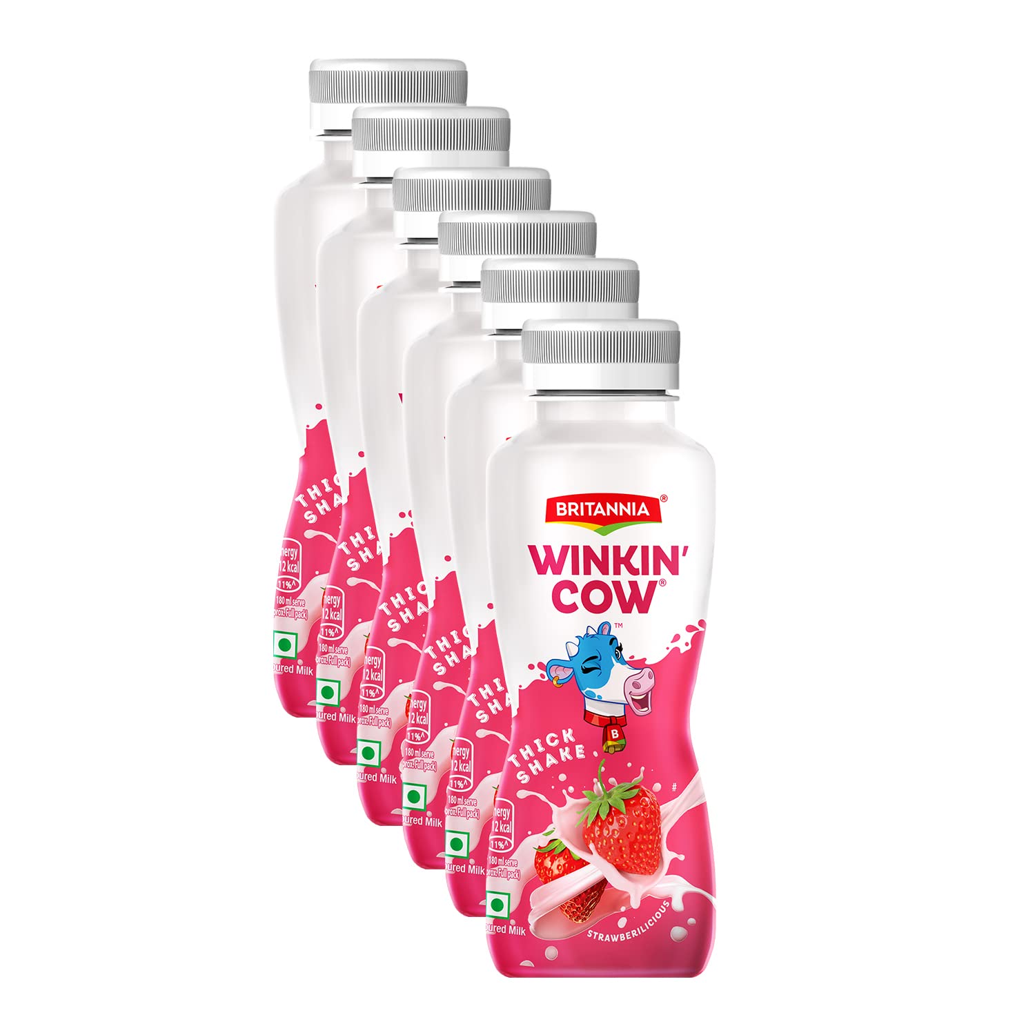 Britannia Winkin Cow Thick Milkshake Strawberry Pet Bottle, 180 ml ...