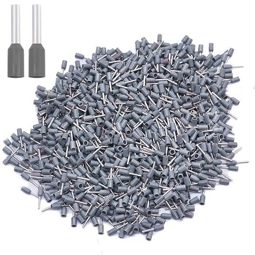 ESPtronics 1000 Pcs Ferrule Copper Crimp Connectors AWG12, 4.0mm Grey ...