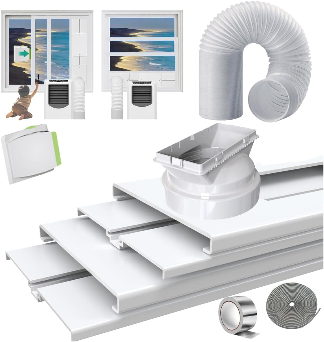 Amazon.com: Portable AC Window Vent Kit With 5.9"Hose,26-62"Adjustable ...