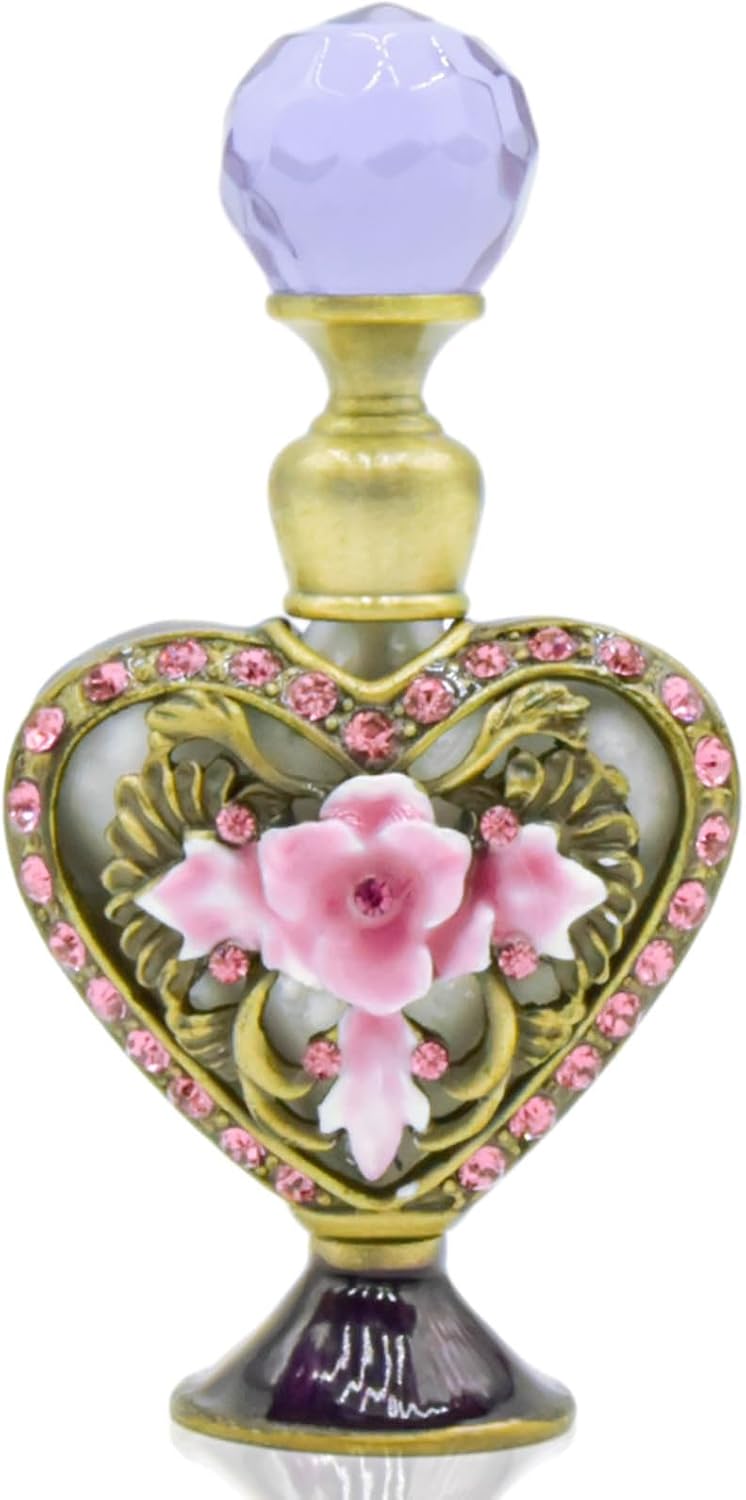 Amazon.com: Mocsicka Vintage Heart Refillable Perfume Bottle Pink ...