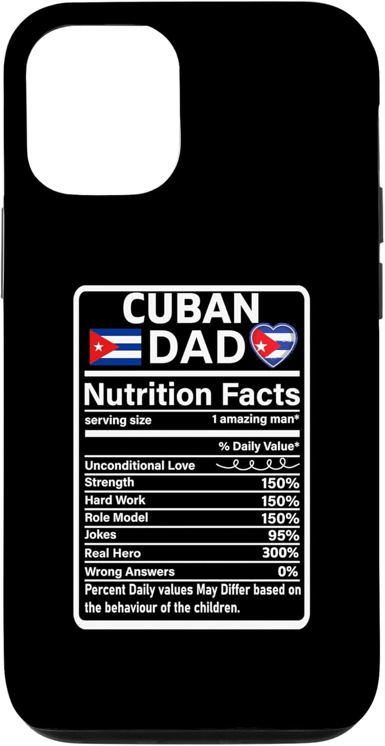 Amazon.com: iPhone 14 Cuban Dad Nutrition Facts For Men Mens Cuba Flag ...