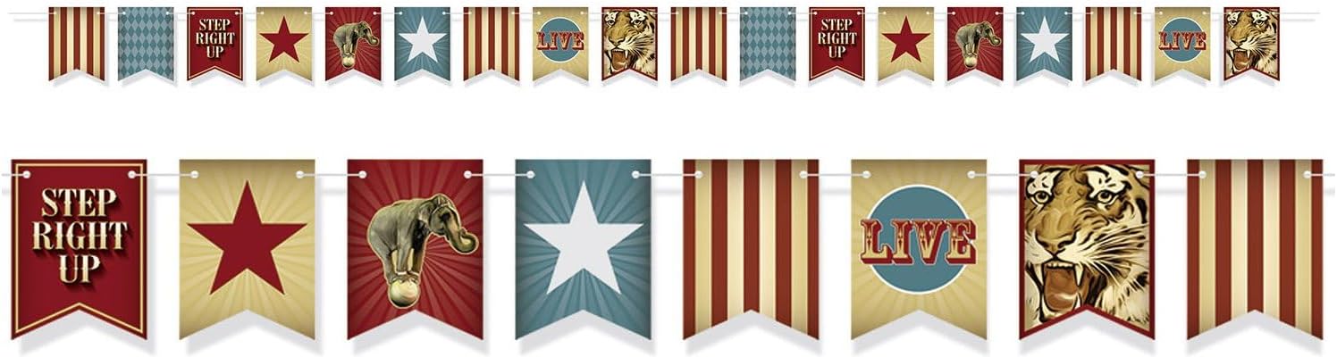 12ft Vintage Circus Streamer - Party Banner - Hanging Decorations ...