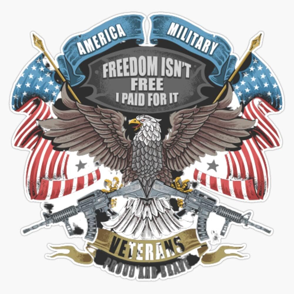 Amazon.com: America Veterans Military Freedom Eagle with Flag and ...