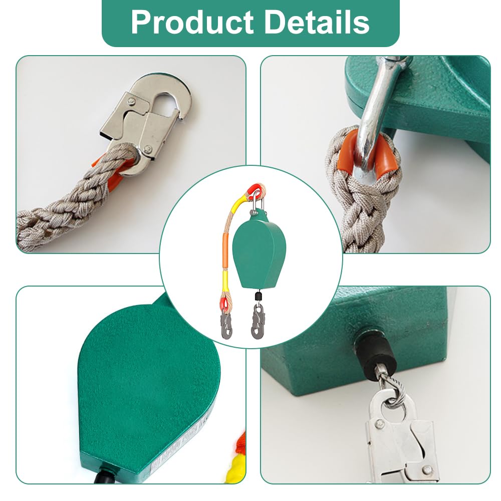 KBIBCK Self Retracting Lifeline, 10 M Retractable Fall Protection Set ...