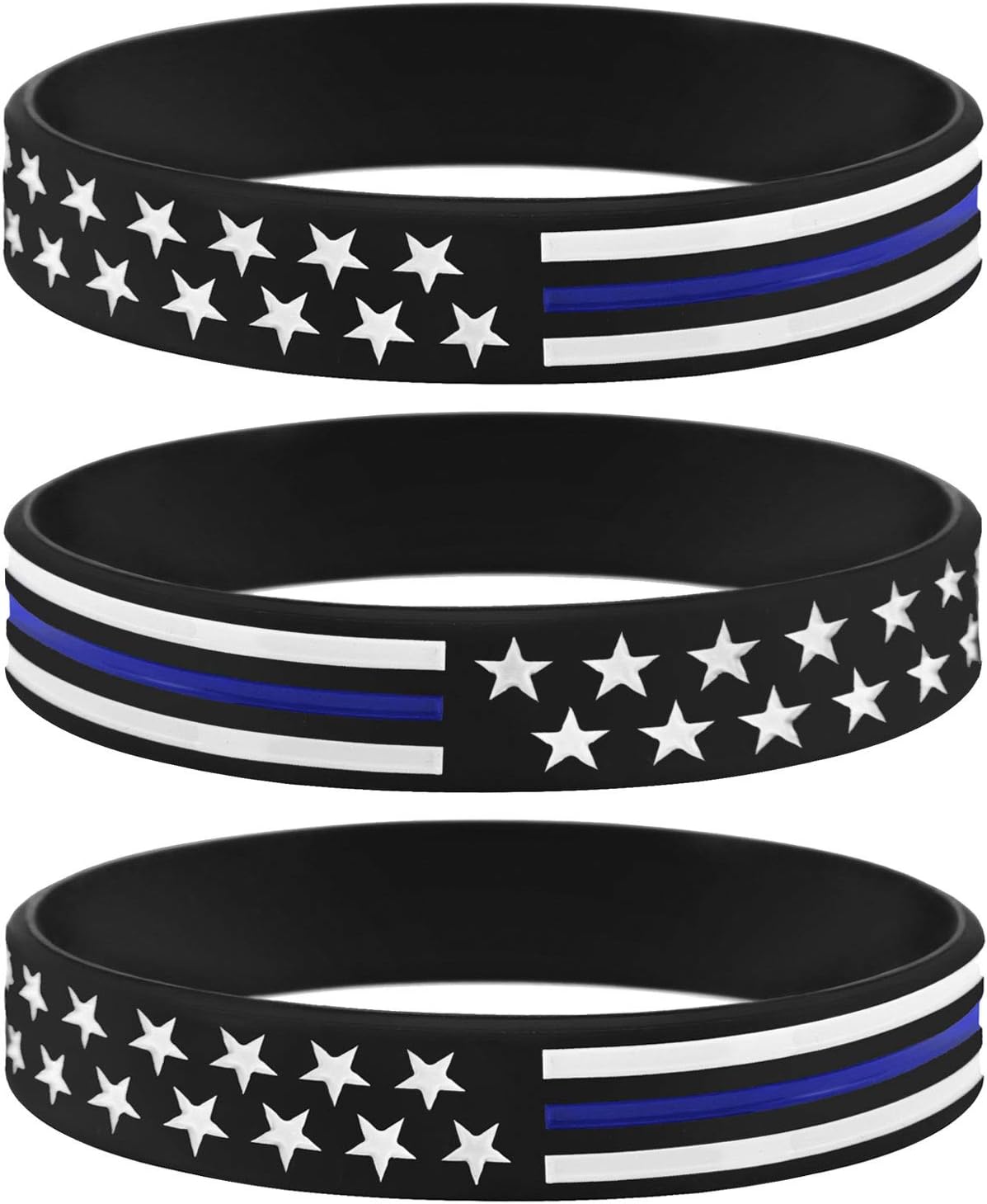 Amazon.com : Sainstone Police Thin Blue Line American Flag Wristbands ...