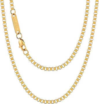 Amazon | [VEXXS] ベネチアンチェーン ネックレス メンズ 幅2mm K18 金メッキ ボックスチェーン 男女兼用 45cm 50cm 55cm 60cm 65cm (2mm ...