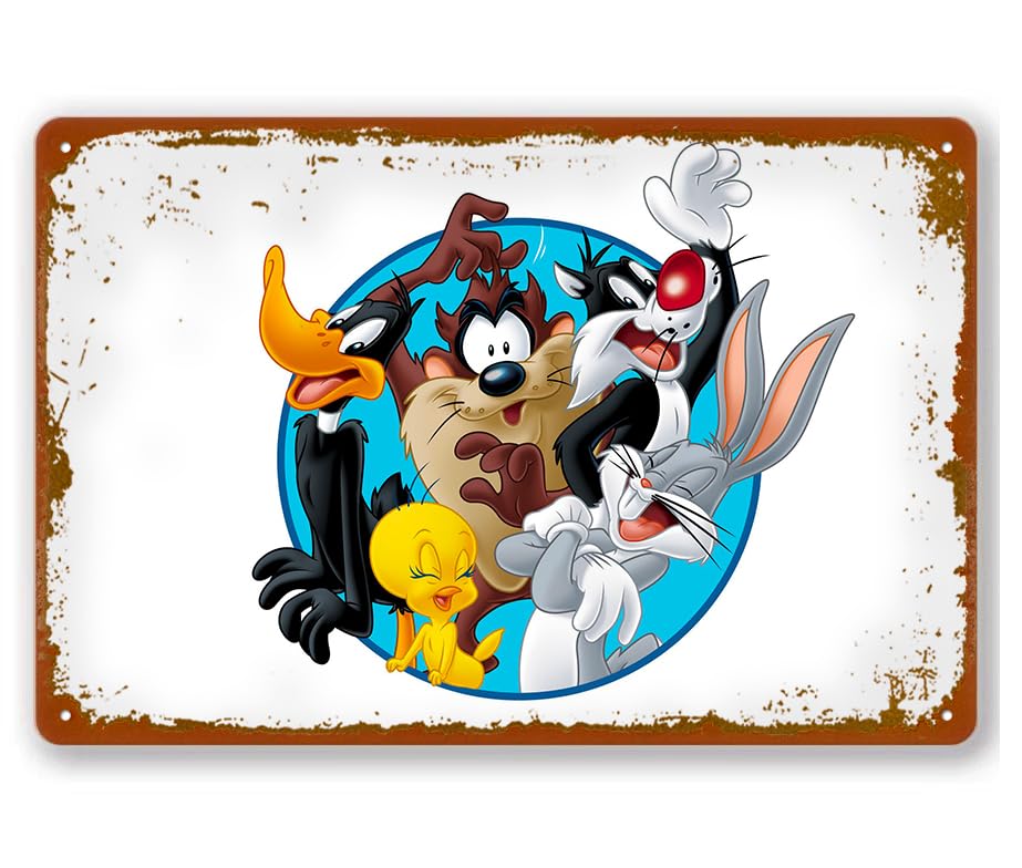 Amazon.com: Looney Toons Poster Vintage Metal Tin Sign Wall Decoration ...