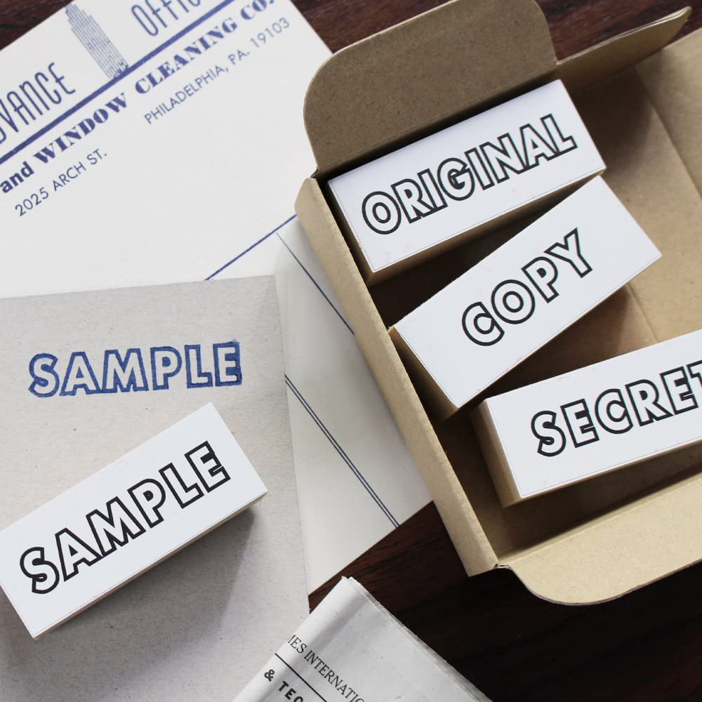Stylish Wooden Rubber Stamp Set In English, Sample Copy, Secret ...