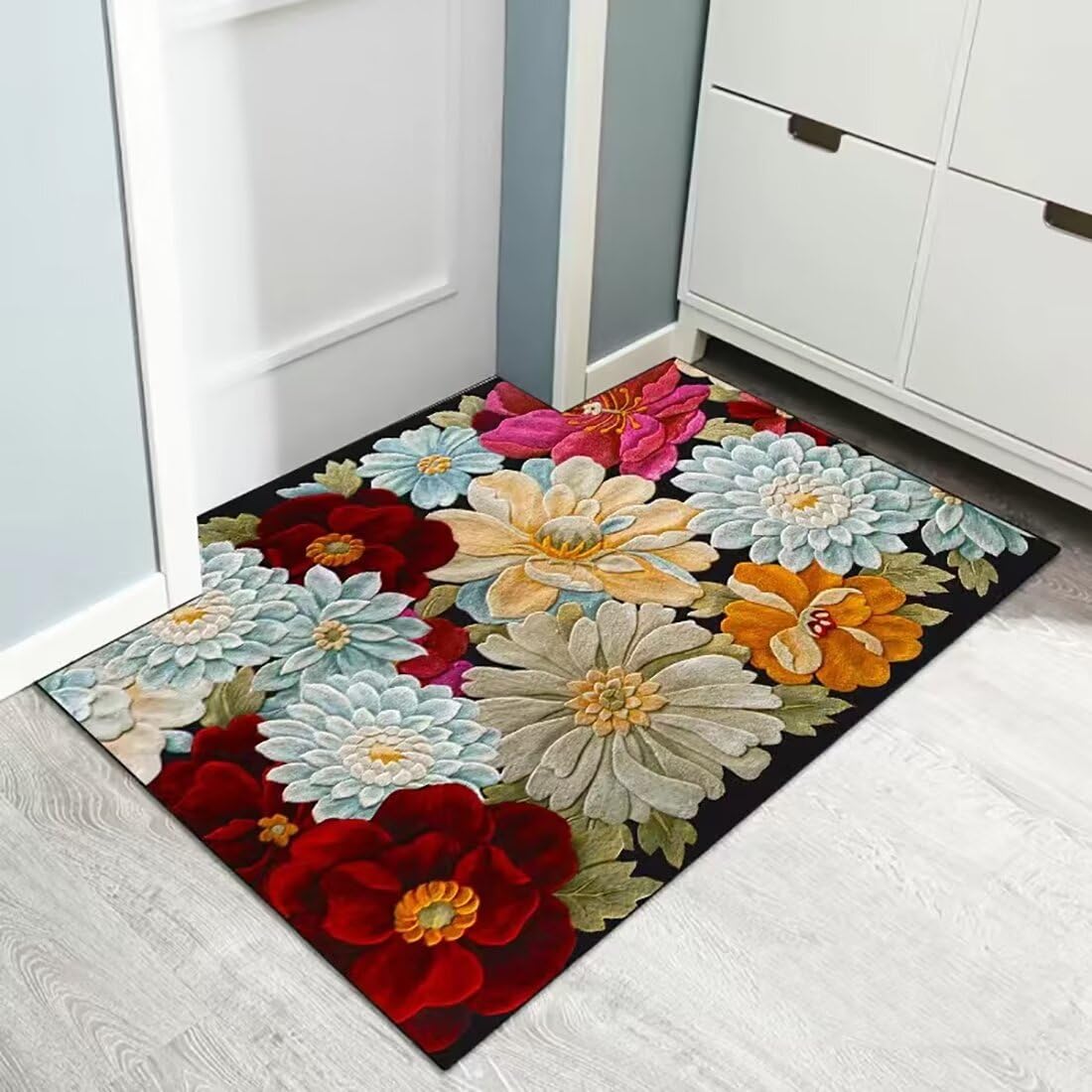 Amazon.com: Qkjtyt Modern Colorful Blooming Flowers Rugs Floor Carpet ...