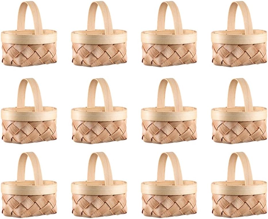 Amazon.com: SEWACC Mini Woven Baskets with Handles, 12pcs Wood Chip ...