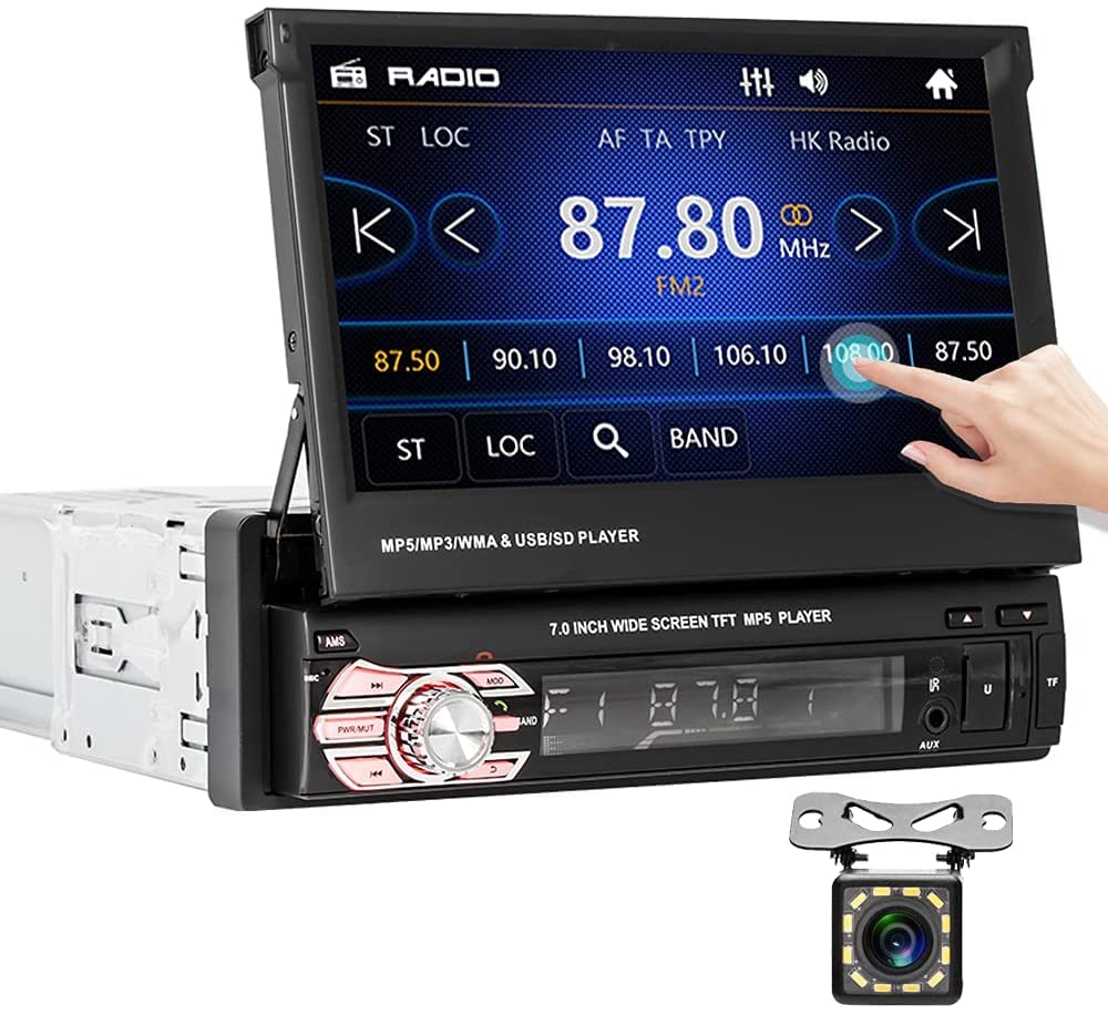 Buy Hikity Single Din Car Stereo with 7 Inch Motorized Telescoping ...