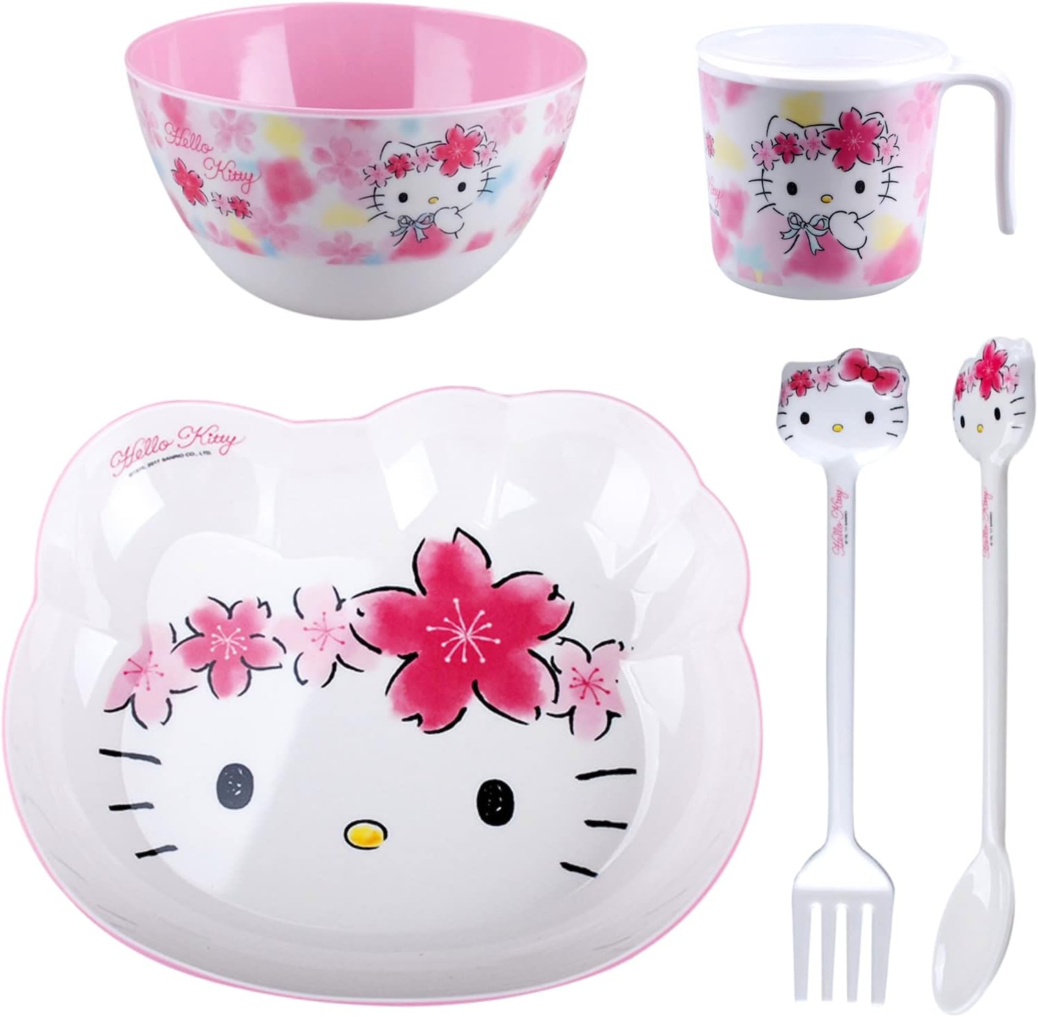 Amazon.com: Hello Kitty Flowers Cute Pink Dinnerware Flatware Meal Set ...