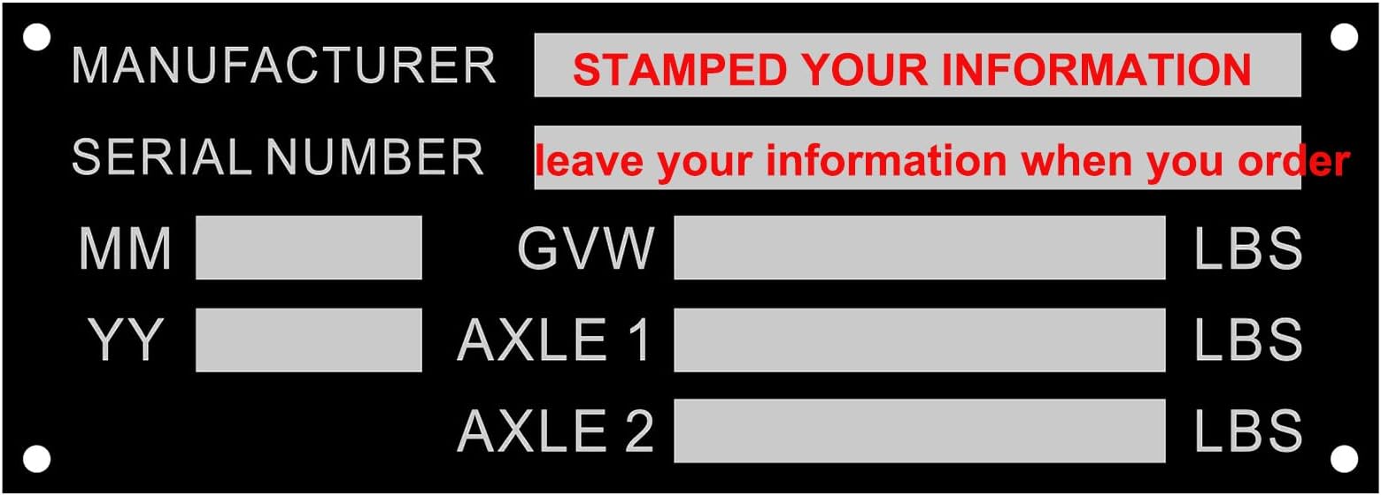 Amazon.com: Blank Vehicle Identification Plate Serial Tag VIN Plate ...