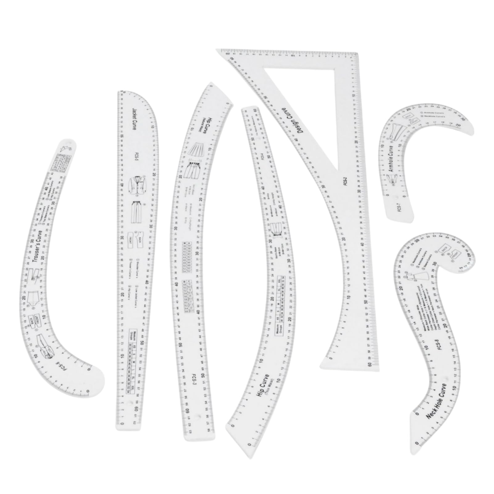 Amazon.com: 7Pcs Sewing Ruler Tailor Set, French Curve Ruler Sewing ...