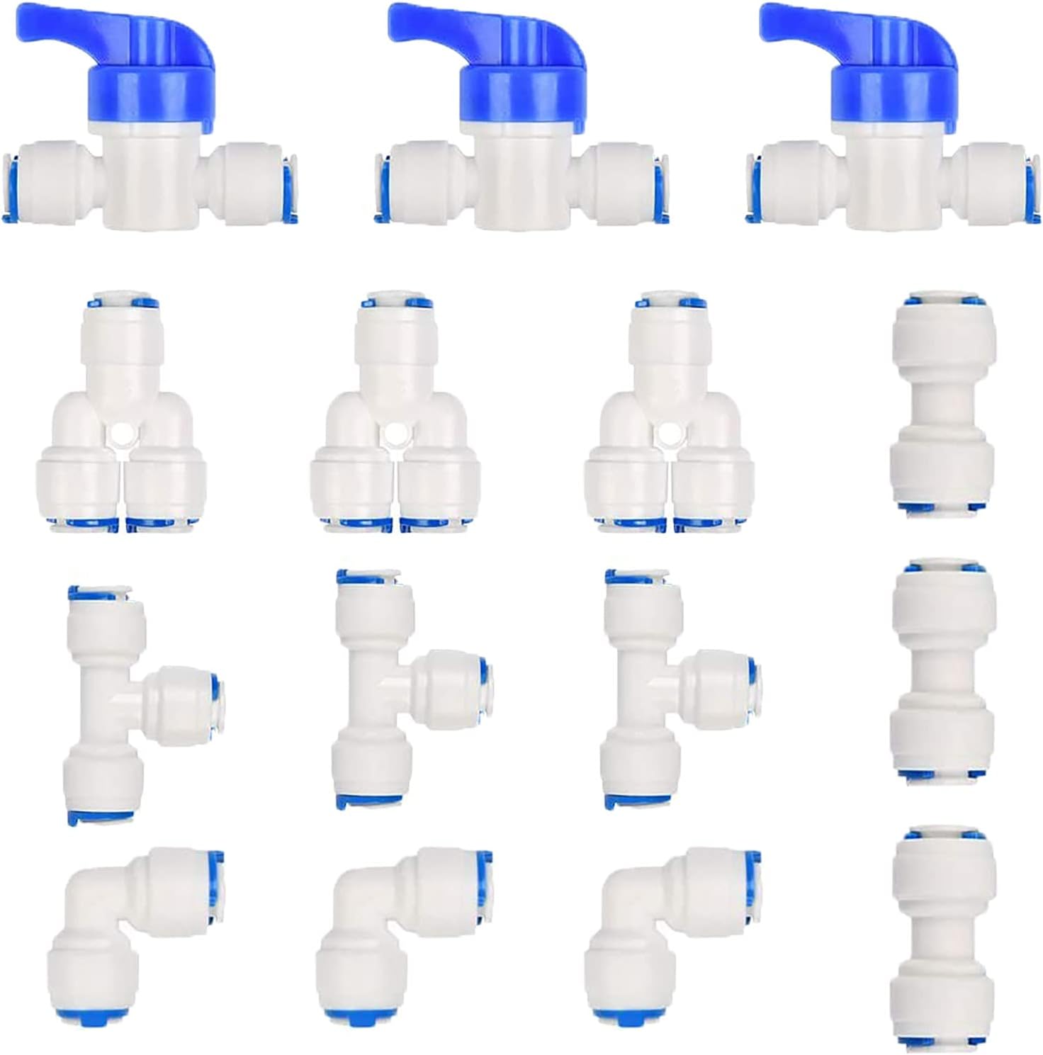 RO Water Filter Fitting Kit, 15 Pcs 1/4 Inch Push Fit Connectors, Water ...