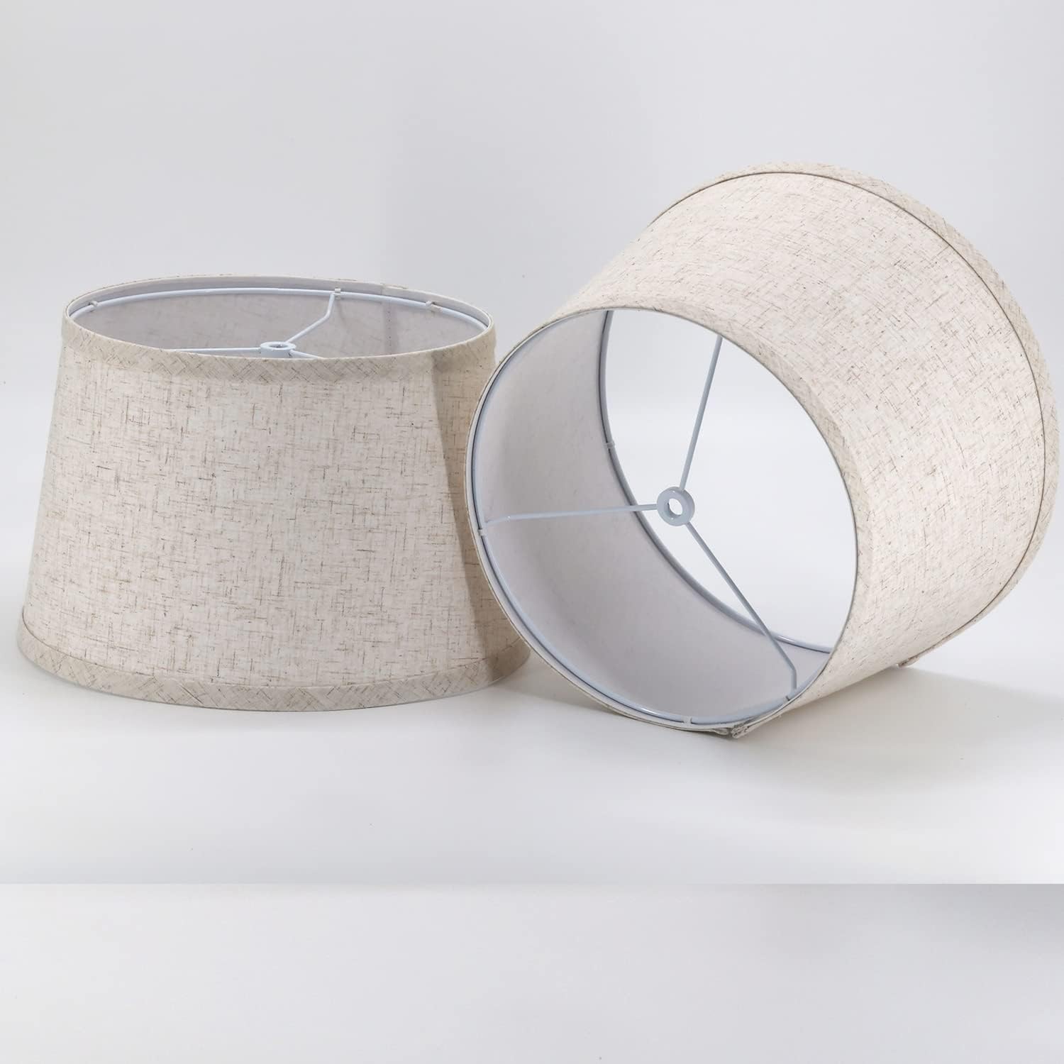 WANKAIX Double Medium Lamp Shades Set of 2, Drum Fabric Burlap ...