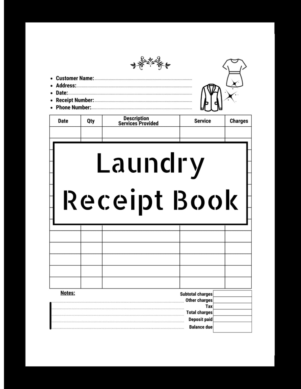 Laundry Receipt Book: Laundry Services Log Book / Tracker .Cleaning ...