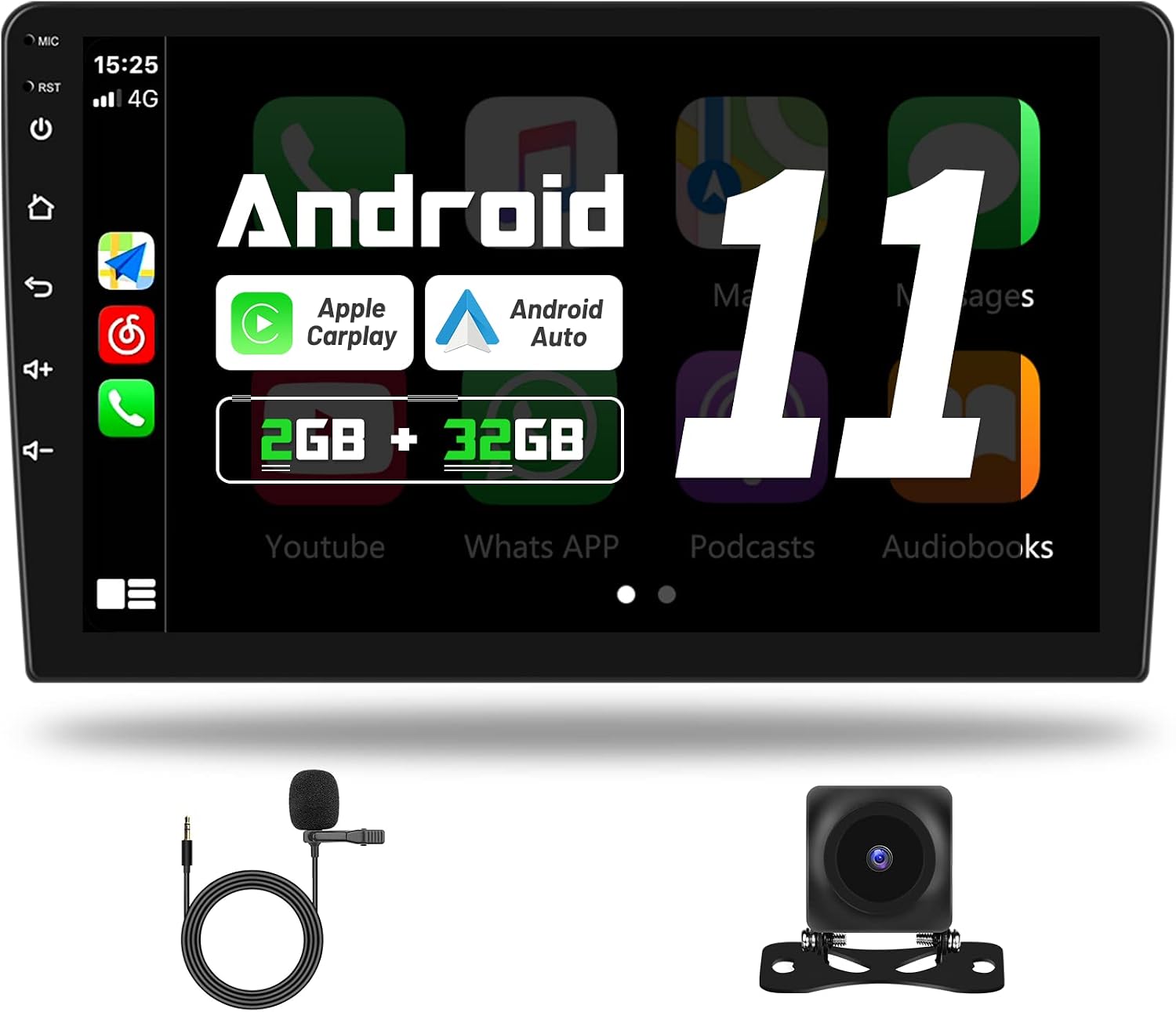 Amazon.com: HiKity 10.1-Inch Android 11 Car Stereo with Wireless ...