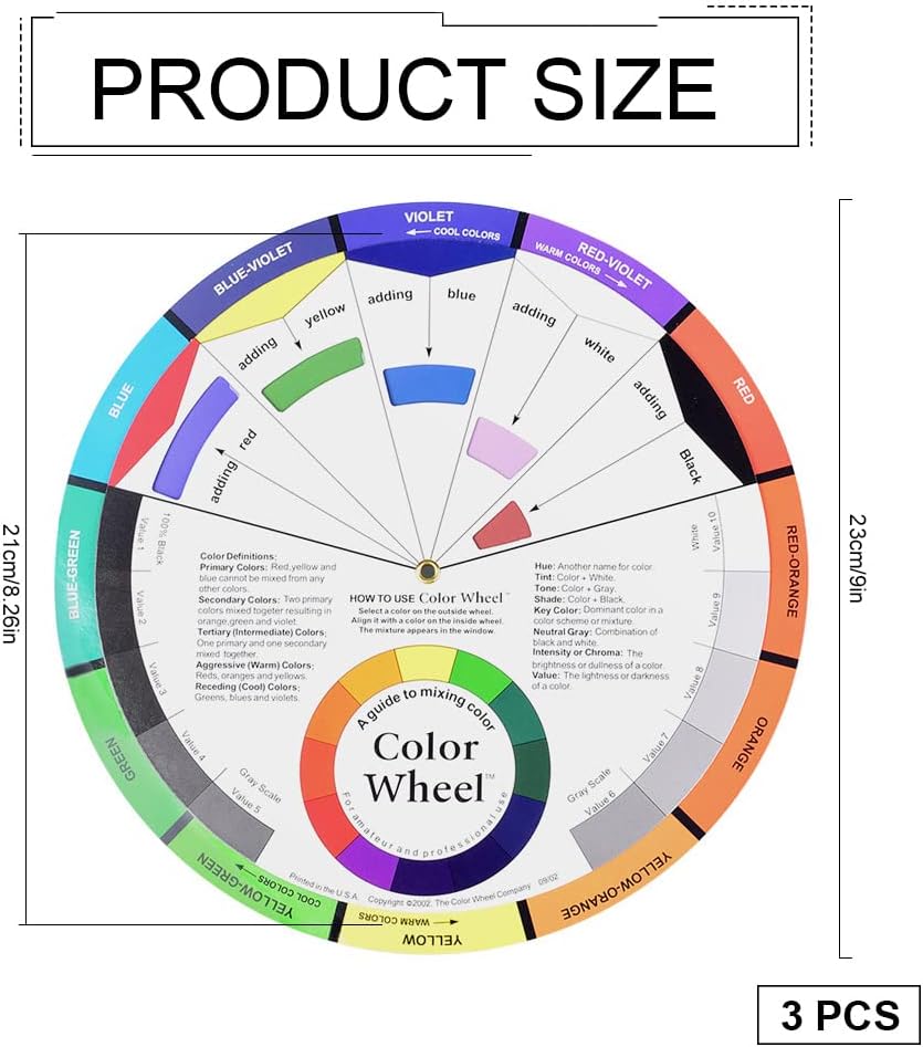 3 Pieces Creative Color Wheel, Pocket Guide On Color Mixing, Art Class ...