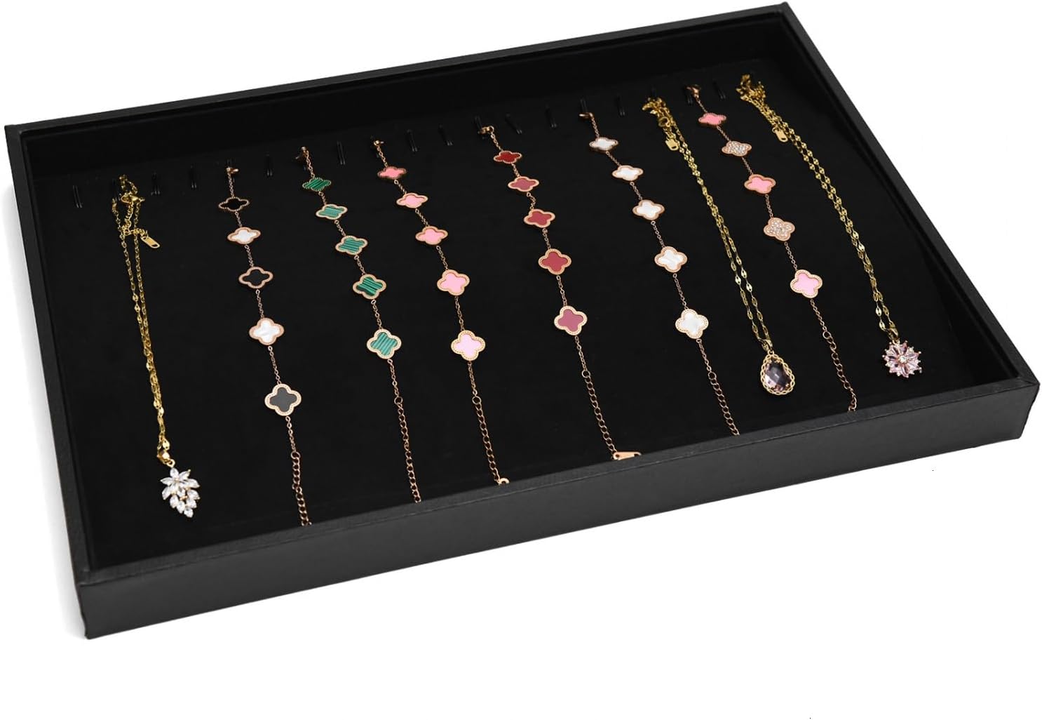 Amazon.com: JETEHO Necklace Organizer Velvet Jewelry Tray Black ...