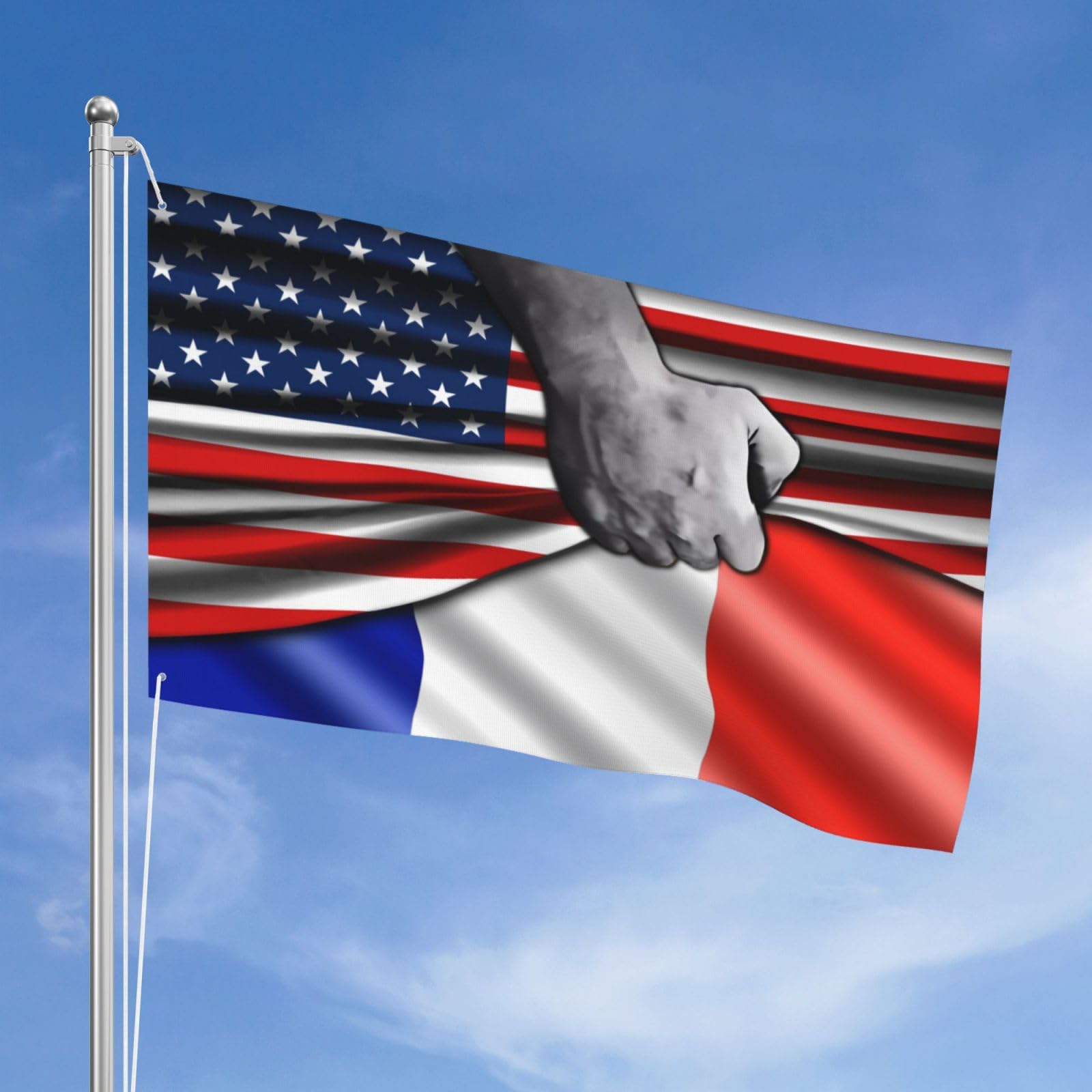 French Flag And Usa Flag Pack Of 50 France & US Crossed Double Flag