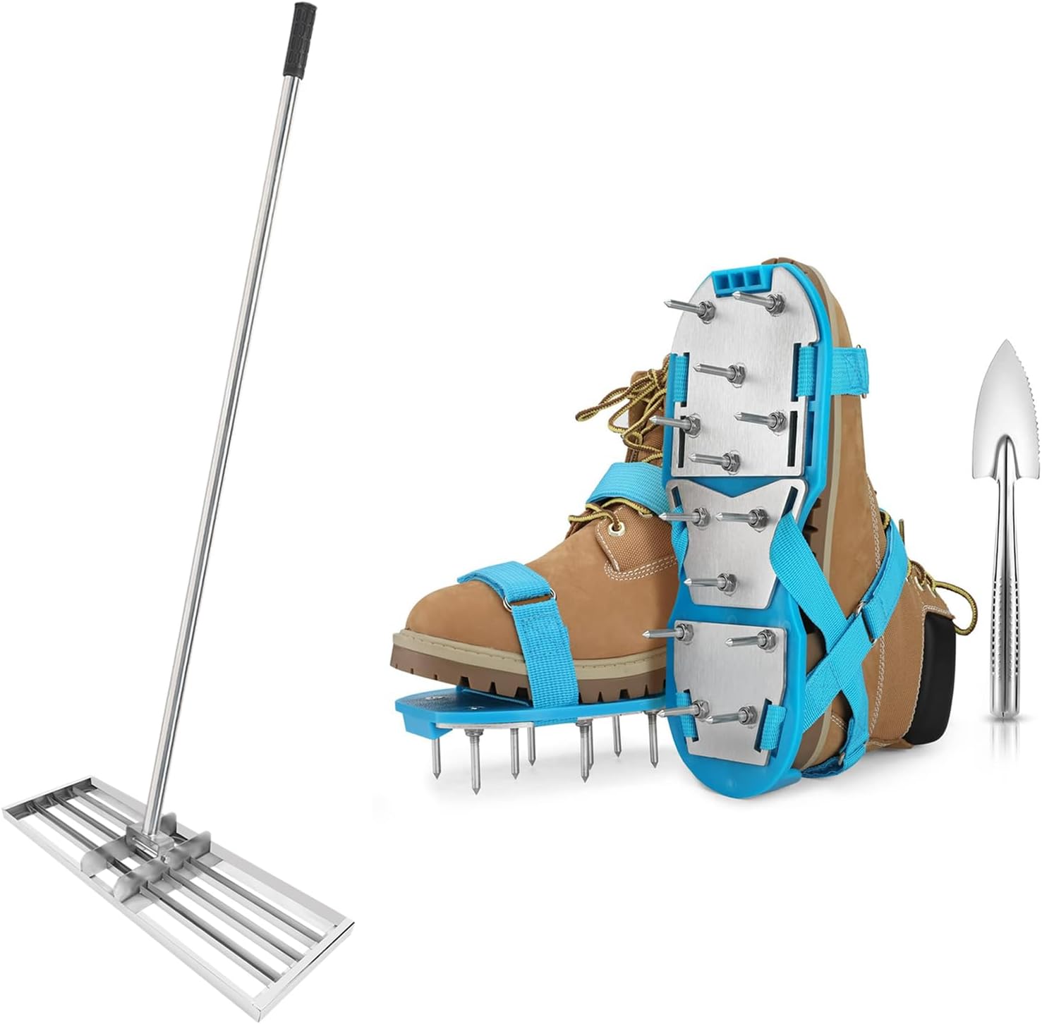 Amazon.com : Opmeiro Lawn Leveling Rake(1set) and Lawn Aerator Shoes ...