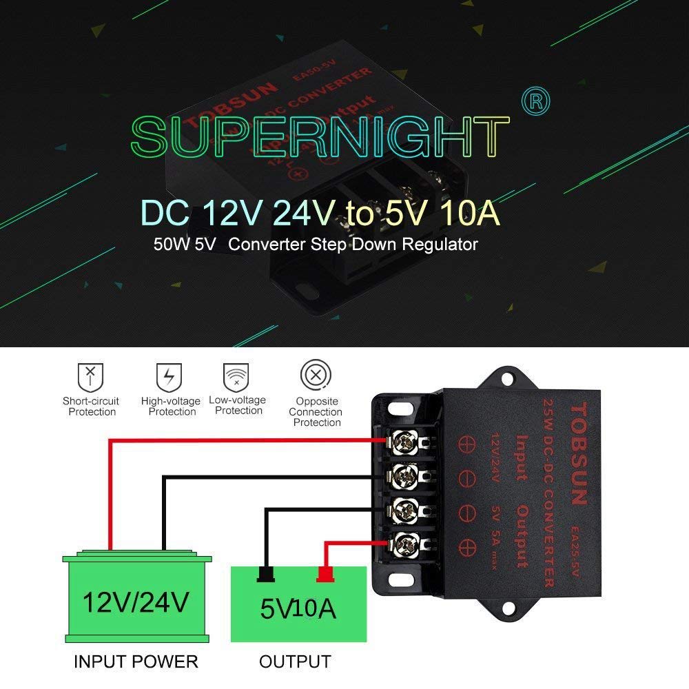 Buy SUPERNIGHT Power Supply Transformer DC DC Voltage Reducer 12V~24V ...