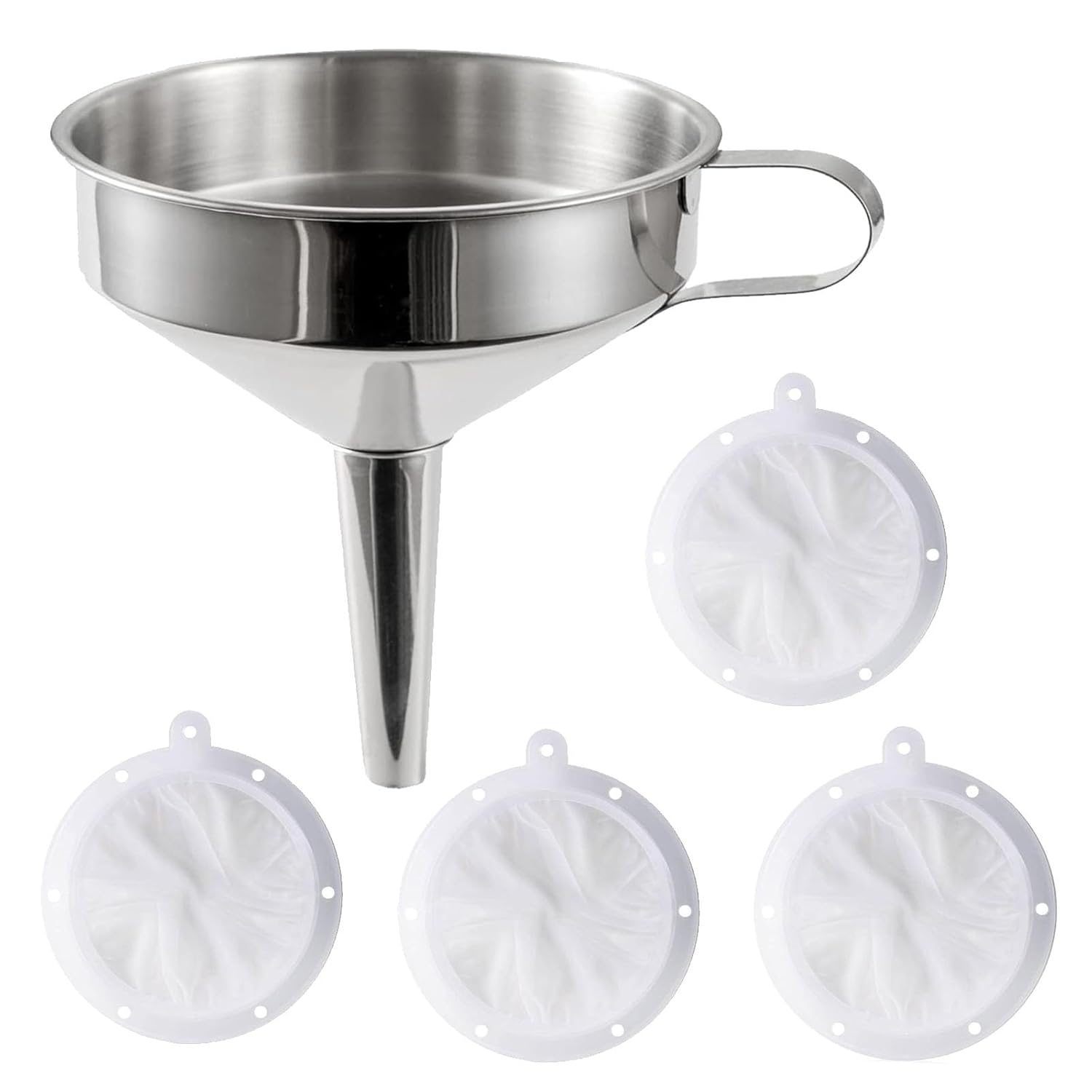 AEIMIAIDE 5-Inch Food Grade Stainless Steel Kitchen Funnel, Wine Filter ...