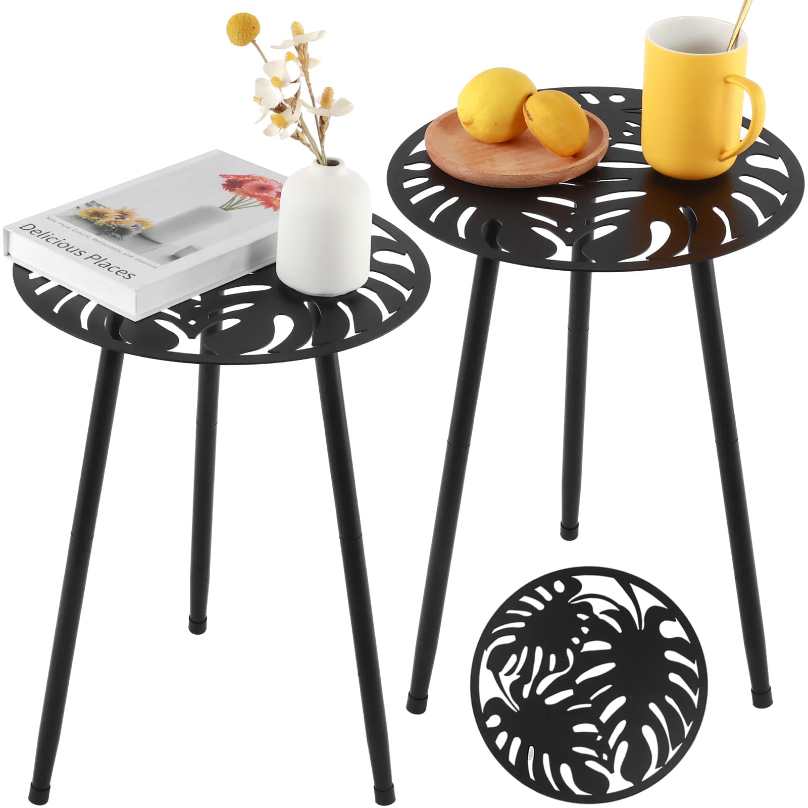 Amazon.com: 2 Packs Metal Outdoor Side Tables Small Outside End Table ...