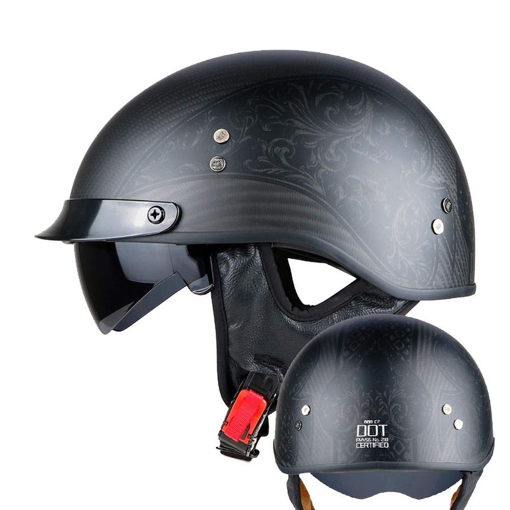 Buy FLHWAN Open Face Helmet - Chopper Motorcycle Helmet Scooter Retro ...