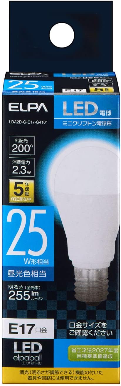 Amazon.co.jp : エルパ(ELPA) LED電球ミニクリプトン形 E17 昼光色相当 屋内用 LDA7D-G-E17-G4105 : ホーム＆キッチン