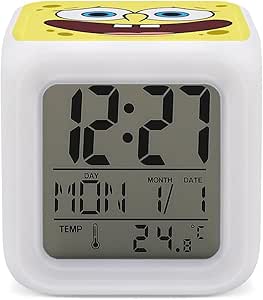 Amazon.co.jp: SpongeBob Alarm Clock, Light, Alarm Clock, 7 Color ...