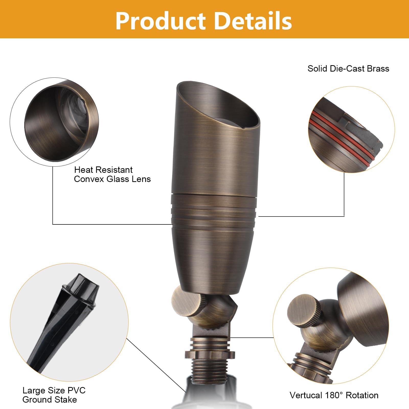 Snapklik.com : Onisdin Brass Wired Landscape Light, Low Voltage ...