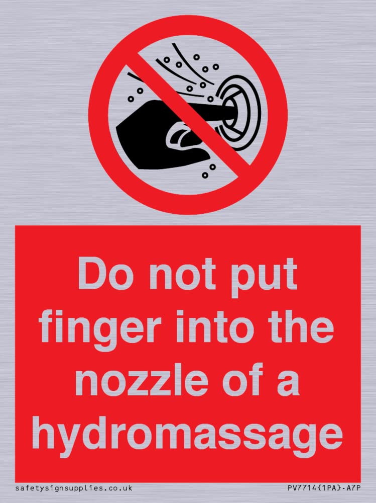 Compare do not put finger into the nozzle of a hydromassage sign ...