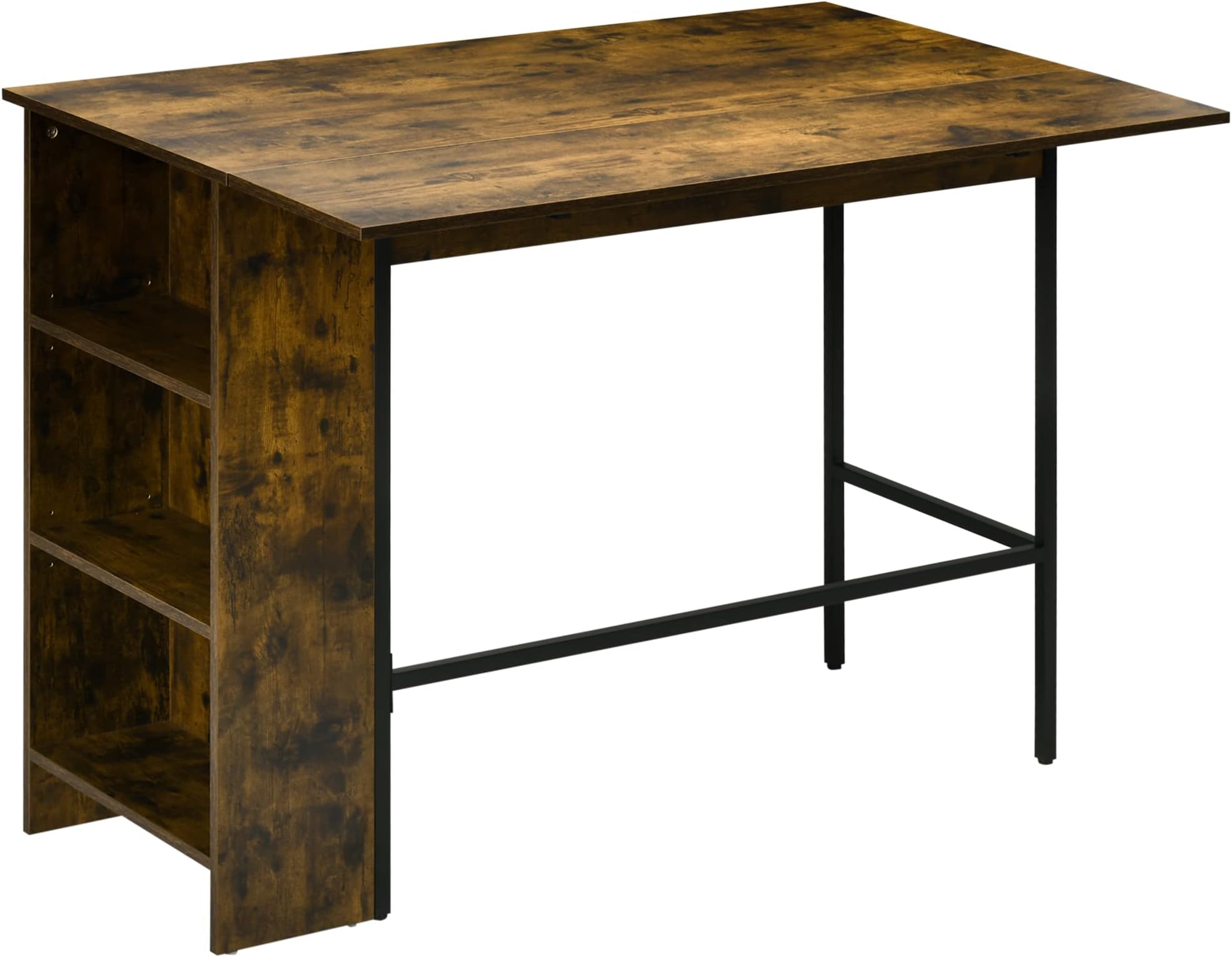 HOMCOM Table de bar, table de pub avec étagère de rangement à 3 niveaux ...