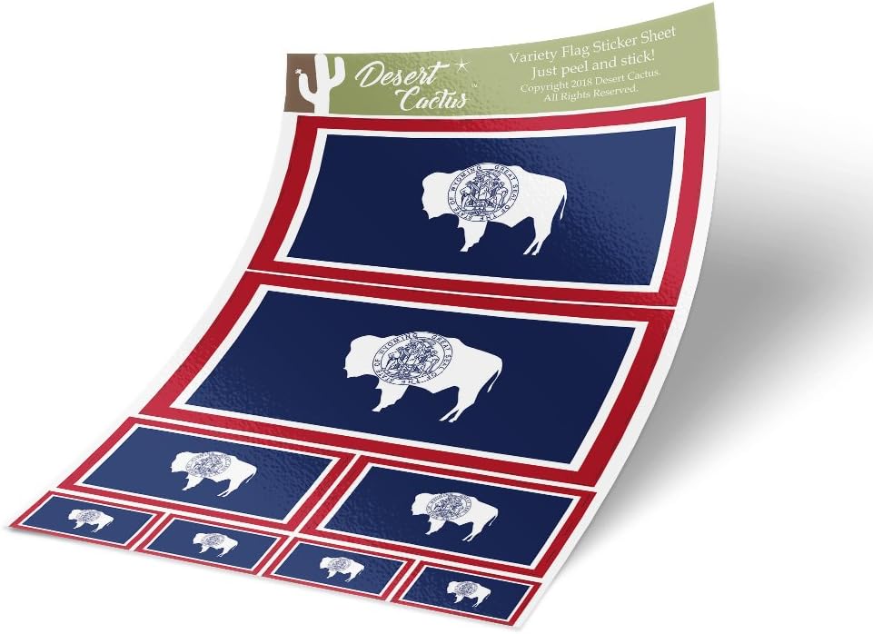Amazon.com - Desert Cactus Wyoming State Flag Sticker Decal Variety ...