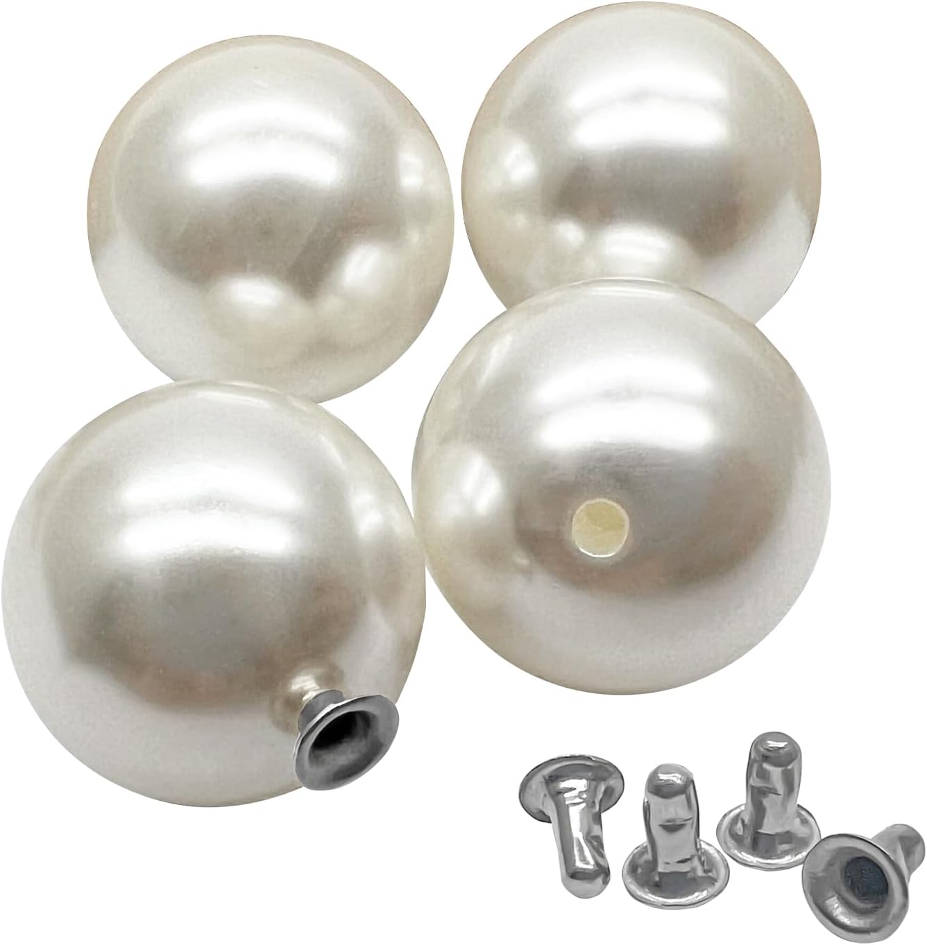 Amazon.com: 50Set Plastic Pearl Rivet Studs,Half Hole Faux Pearls ...