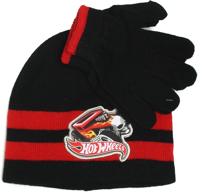 Amazon.com: Mattel Hot Wheels Winter Beanie Hat and Gloves Set, Boys 3 ...