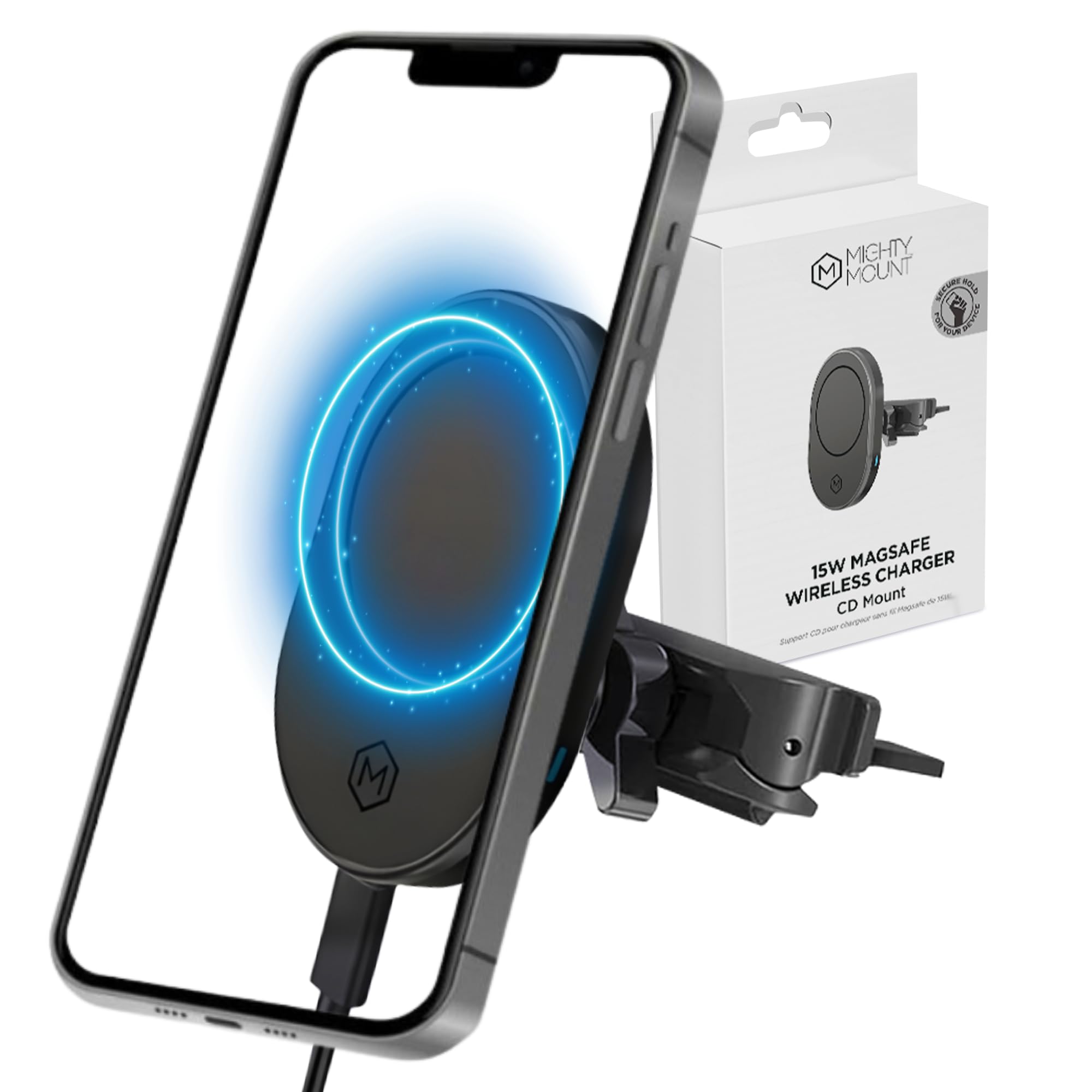 Amazon.com: Mighty Mount MagSafe 15W Wireless Car Charger with CD Slot ...