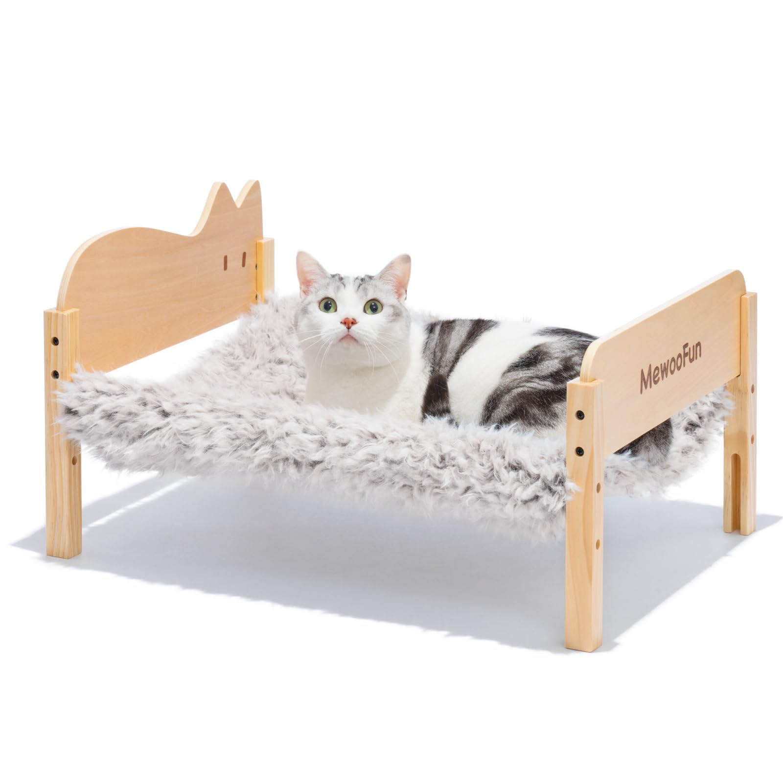 MEWOOFUN Cat Bed for Indoor Cats - Stackable Wooden Raised Cat Bed ...