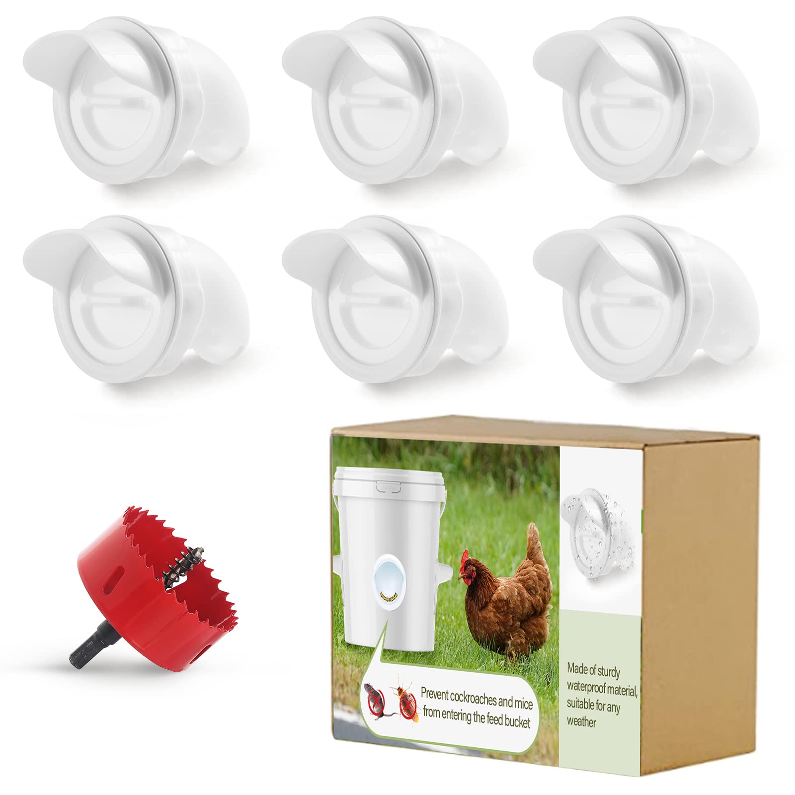 Buy 6 Ports DIY Chicken Feeder Kit, No Waste Poultry Feeder-Automatic ...
